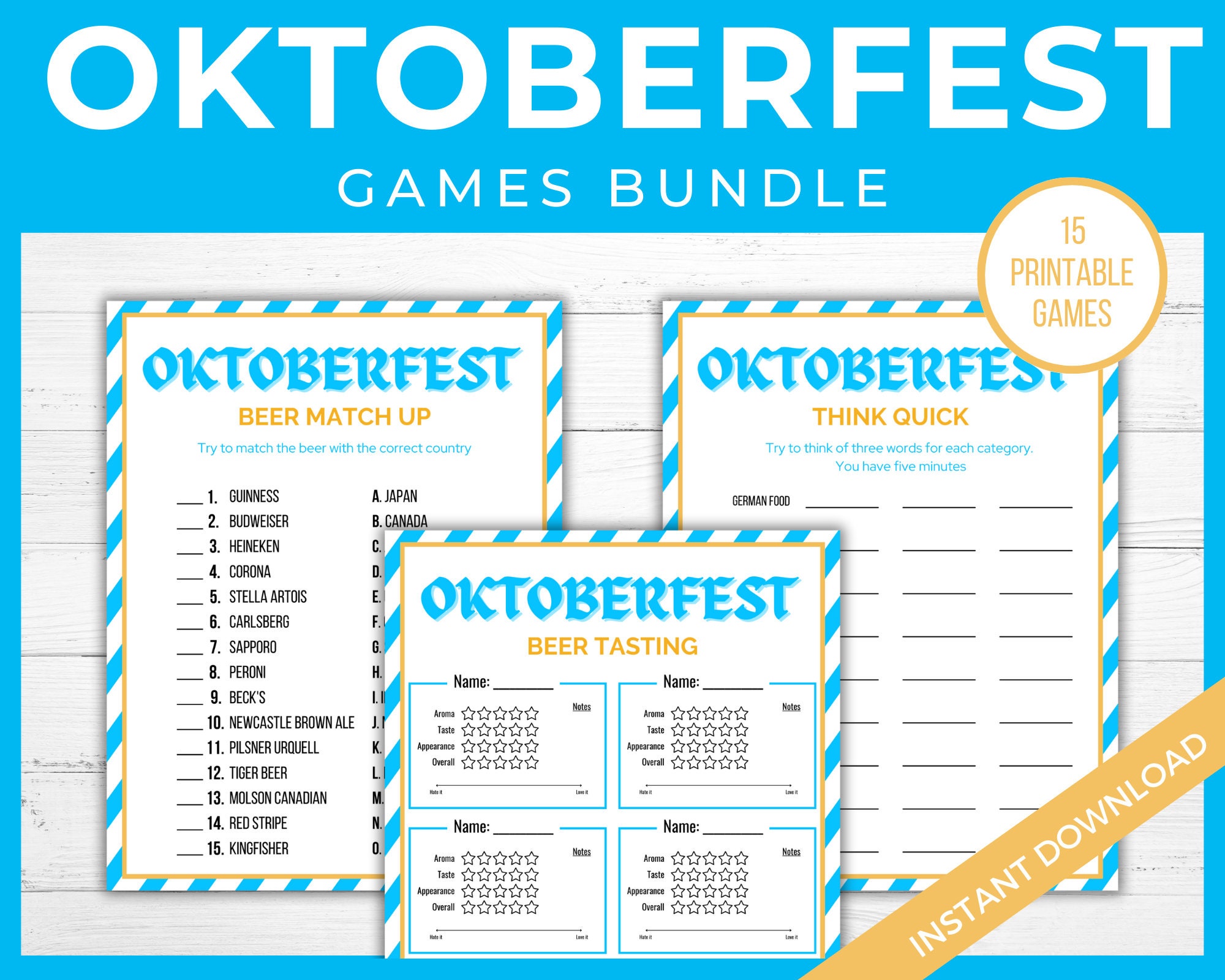 Oktoberfest 15 Party Games Bundle, Printable Adults Beer Party Games ...