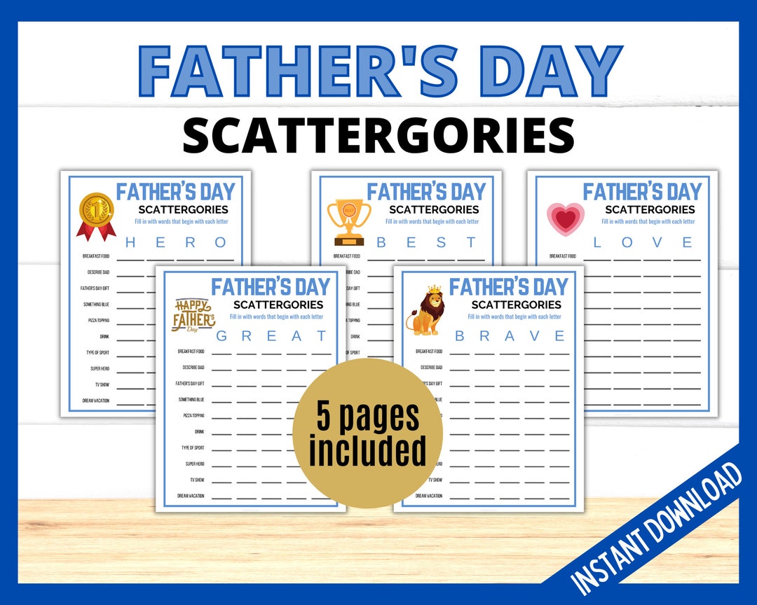 Father's Day Scattergories Game, Fun Dad Games, Father's Day Game for ...