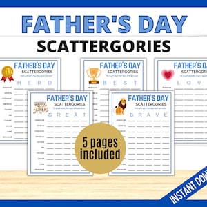 Father's Day Scattergories Game, Fun Dad Games, Father's Day Game for ...