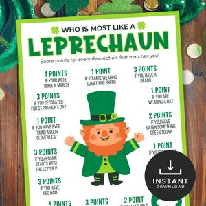 Who is Most Like a Leprechaun, Printable St Patricks Party Game, St ...