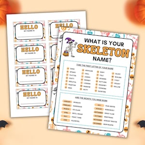 What's Your Skeleton Name, Halloween Printable Game, Halloween Party ...