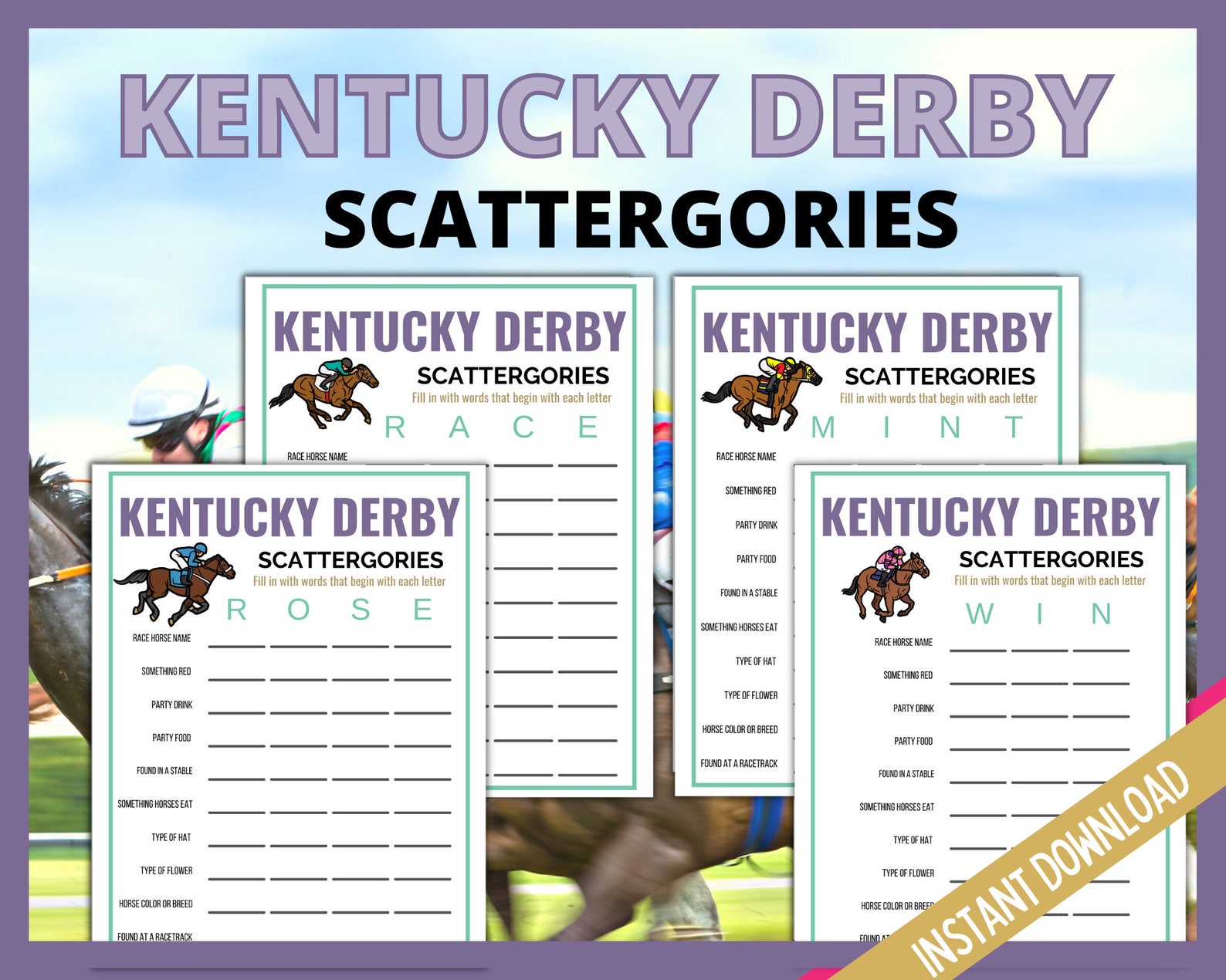 Kentucky Derby Printable Games Bundle Triple Crown Party - Etsy