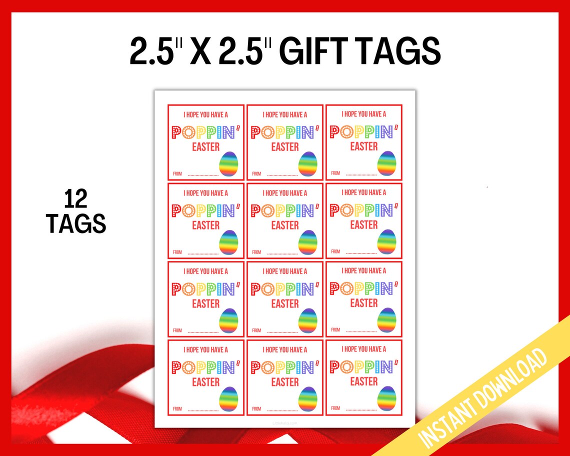 Easter Poppin Gift Tags, Kids Easter Card, Easter Poppin Cards, Poppin ...