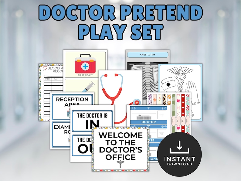 Doctor Pretend Play Set, Printable Hospital Dramatic Role Play, Play ...