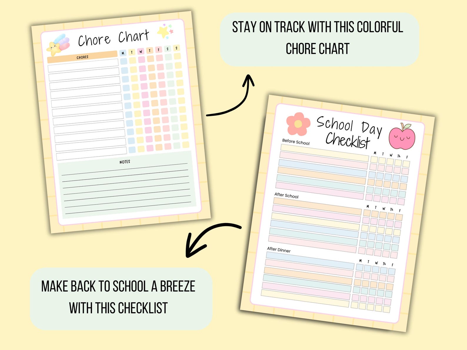 Kids Chore Charts, Daily School Checklist, Reward Chart, to Do List ...