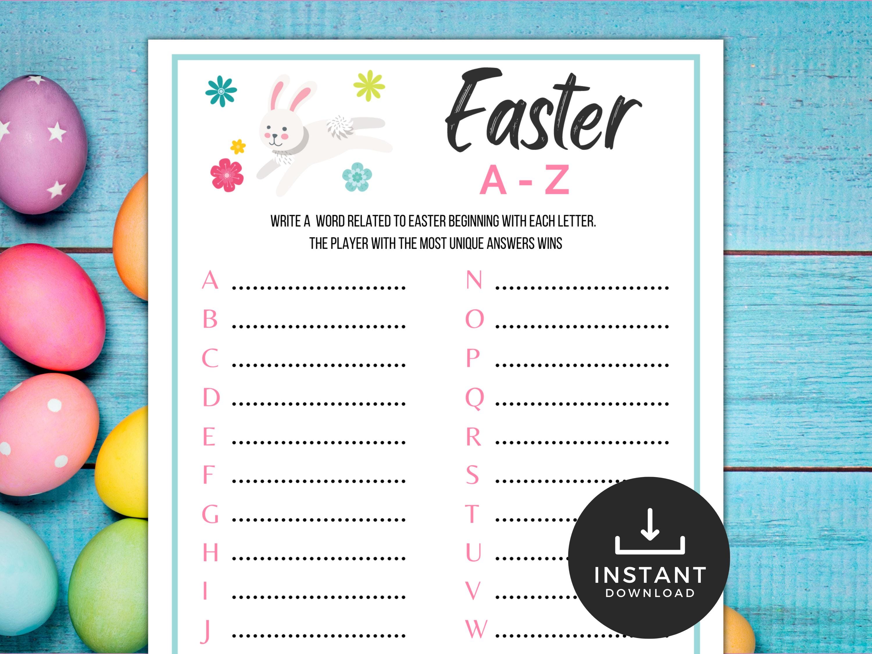 Easter A-Z Game, Easter Activities for Kids, Teen and Adults, Printable ...