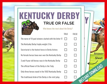 Kentucky Derby Horse or Pony Trivia Game Triple Crown Party - Etsy