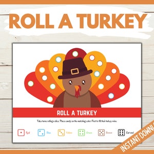 Roll a Turkey Dice Game, Thanksgiving Printable Games, Turkey Game for ...