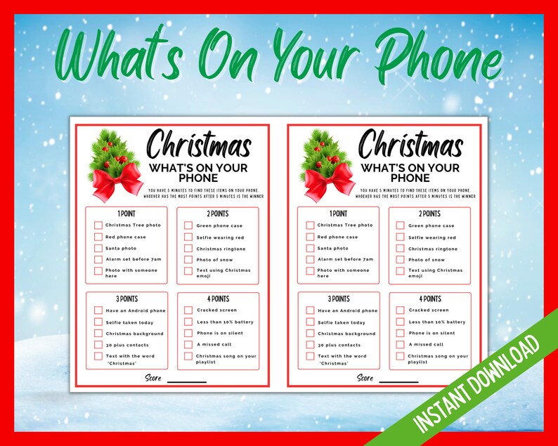 Christmas What's on Your Phone Game Fun Christmas Game - Etsy