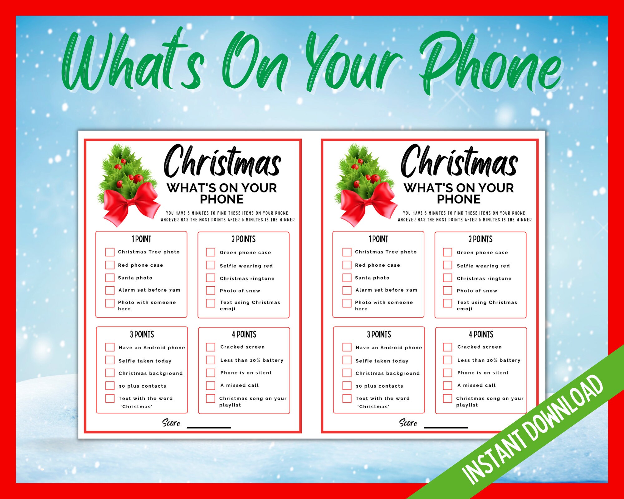 Christmas What's on Your Phone Game Fun Christmas Game - Etsy