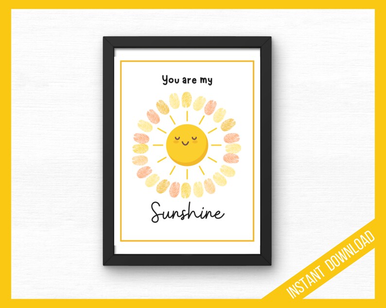 You Are My Sunshine Handprint Craft Fingerprint Craft DIY - Etsy