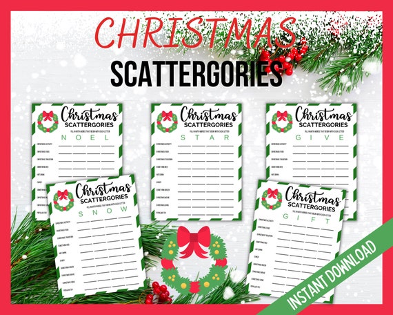Christmas Wreath Scattergories, Xmas Scattergories Printable Game ...
