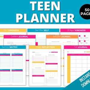 Teen Mindset Journal, Printable Teen Daily Planner, Daily Journal for ...
