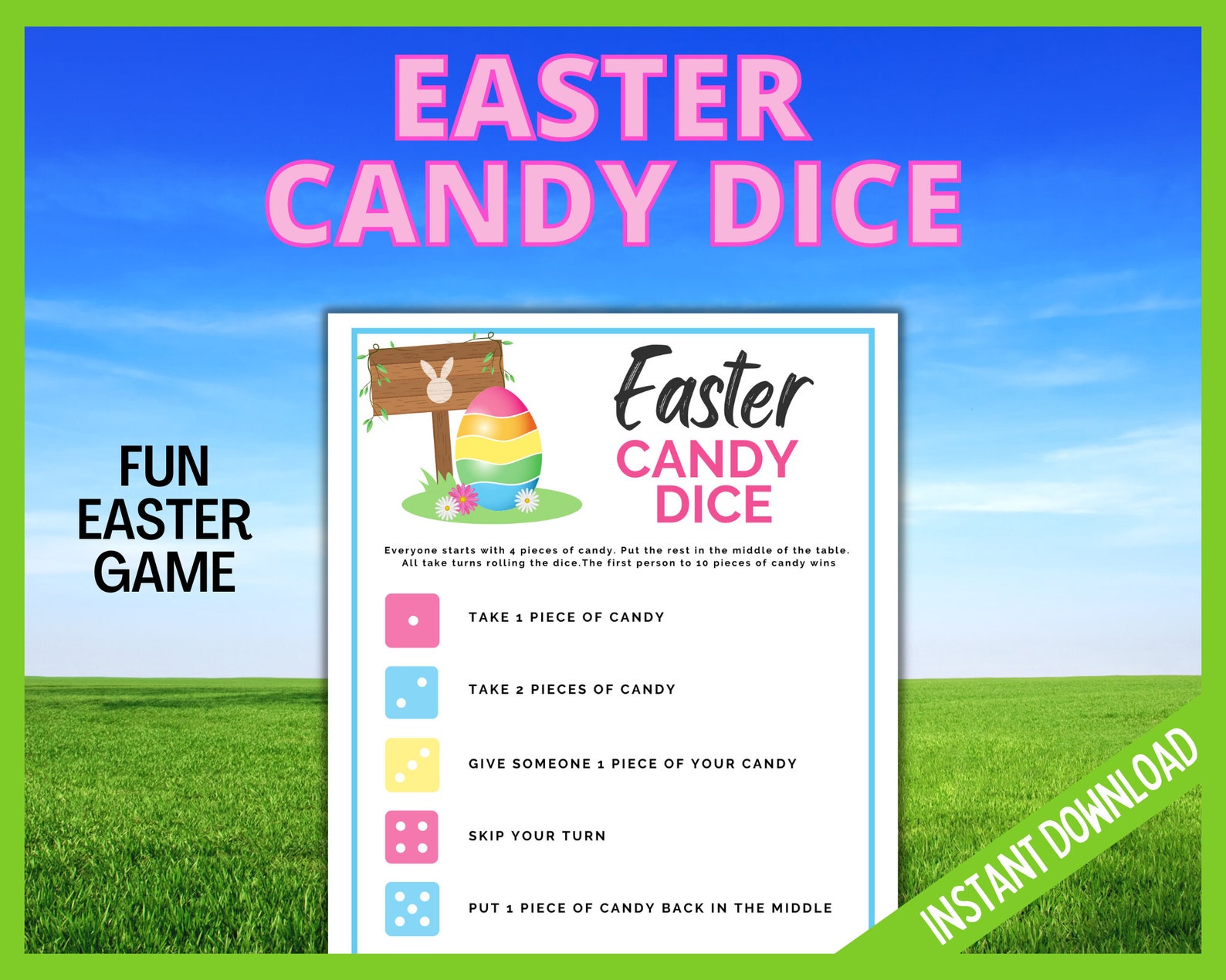 Easter Candy Dice Game, Party Games for Kids, Candy Game, Kids Games ...