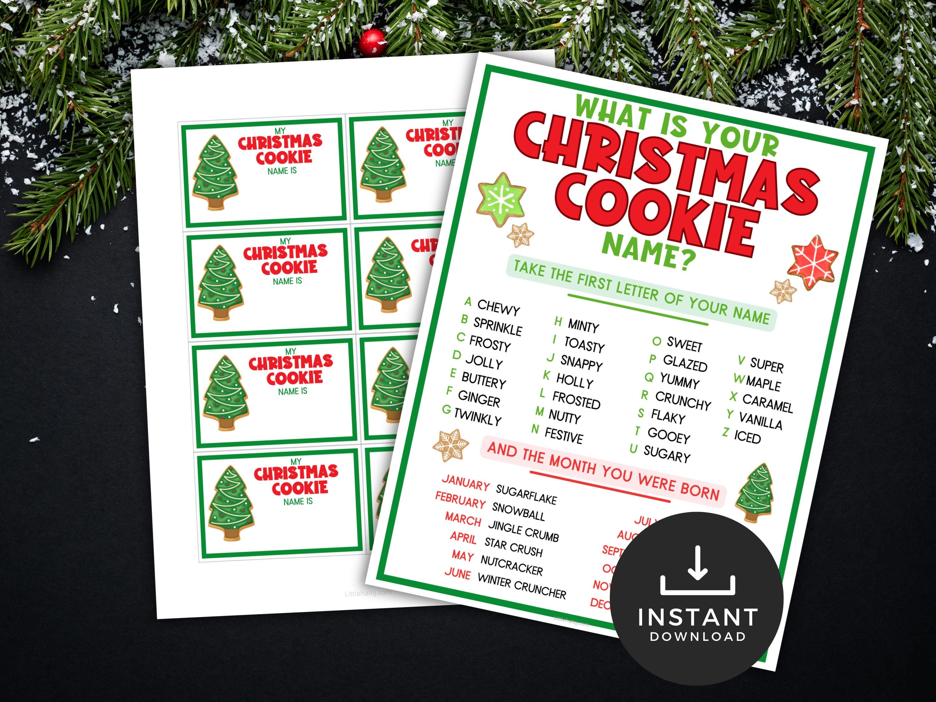 What's Your Christmas Cookie Name, Christmas Printable Game ...
