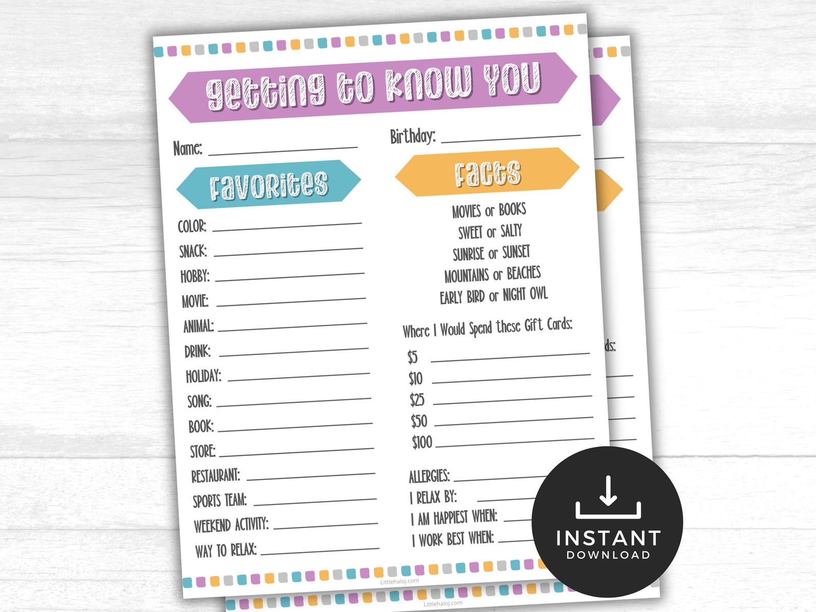 Get to Know You Questionnaire, All About Me Form, Coworker, Teacher ...