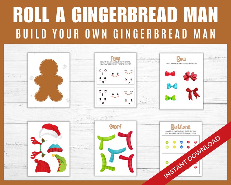 Roll a Gingerbread Man Game, Build a Gingerbread Man, Christmas ...