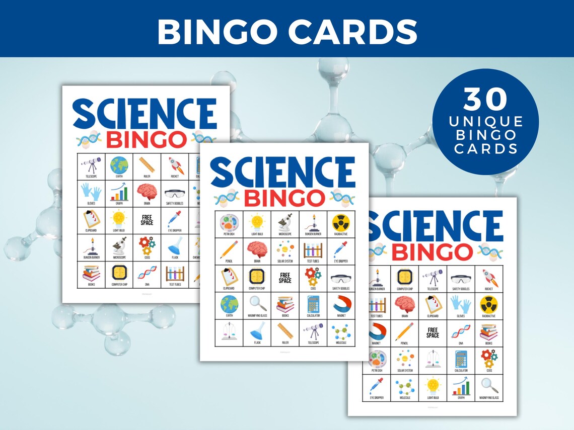 Science Bingo Cards, Science Printable, Chemistry Bingo, Science ...