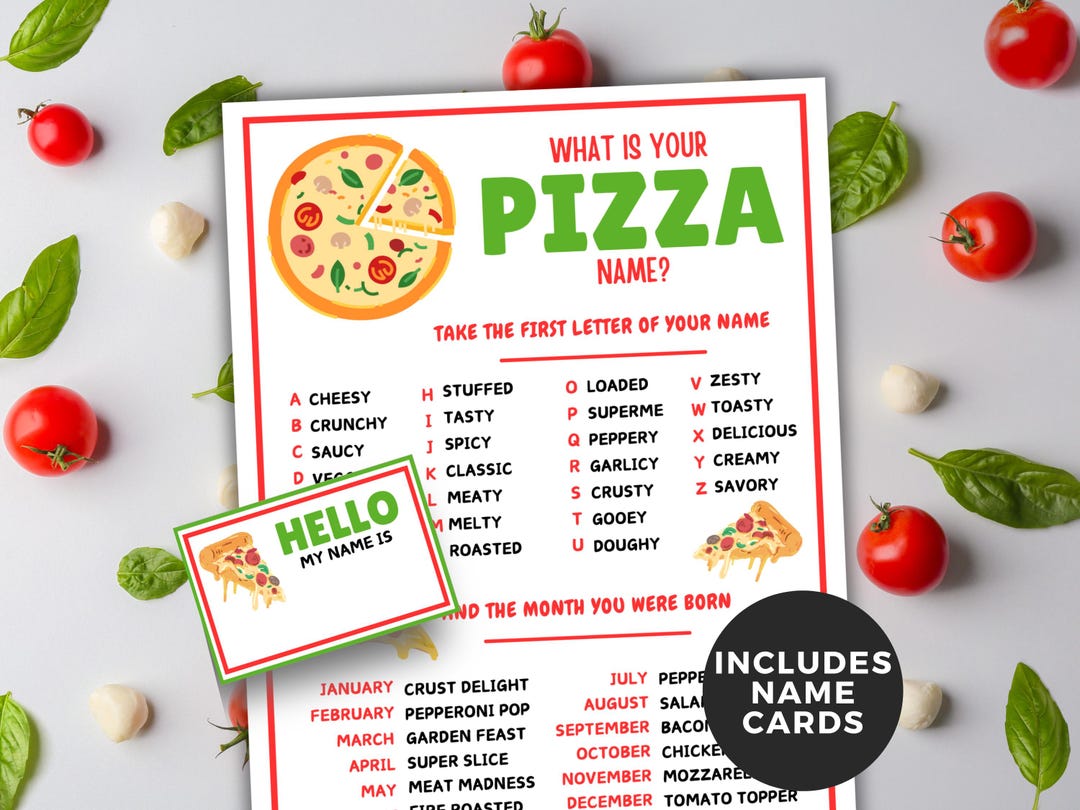 What's Your Pizza Name, Pizza Party Printable Game, Pizza Name ...