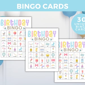 Birthday Bingo, Birthday Activity, 30 Printable Birthday Party Bingo ...