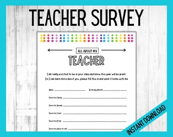 Teacher Appreciation Questionnaire Thank You for (Instant Download) - Etsy