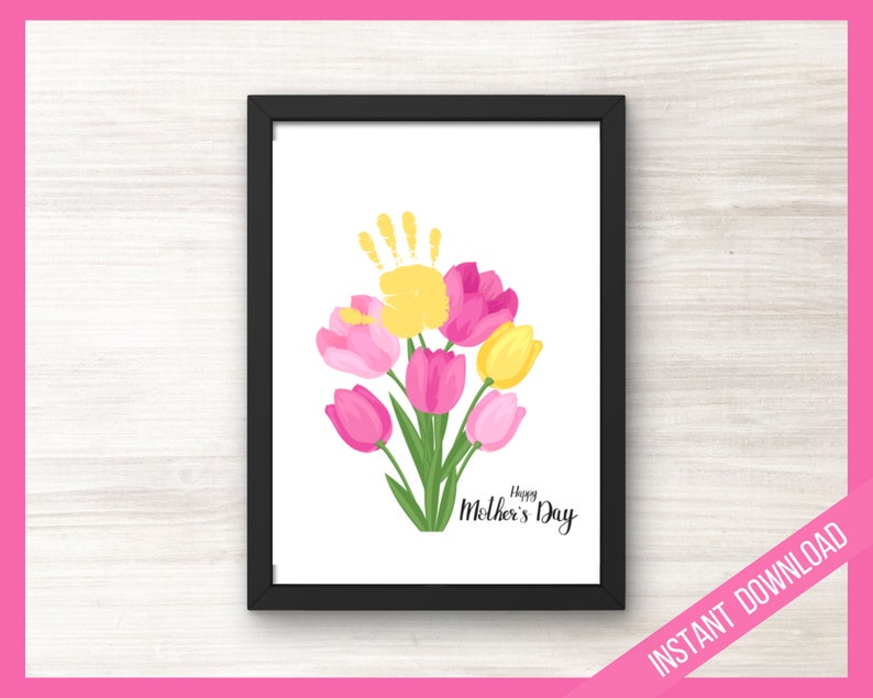 Mother's Day Flower Handprint Crafts Printable Handprint - Etsy