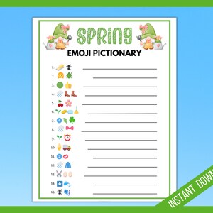 Spring Emoji Pictionary, Printable Spring Games, Spring Activity ...