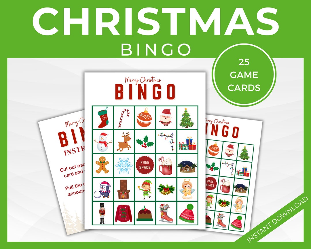 Christmas Bingo, Kids Holiday Activity, Printable Christmas Party Games ...