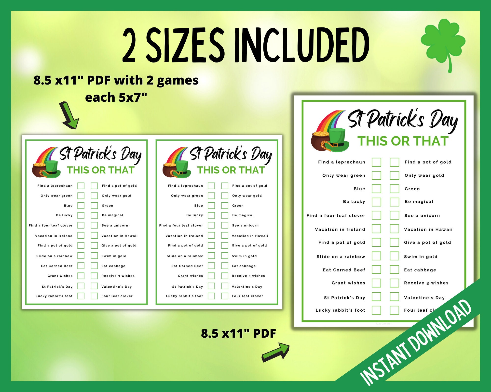 St Patrick's Day This or That St Paddy's Day Would - Etsy