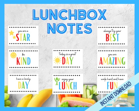 Lunchbox Notes For Kids, Back to School Notes, Printable Lunch Notes ...
