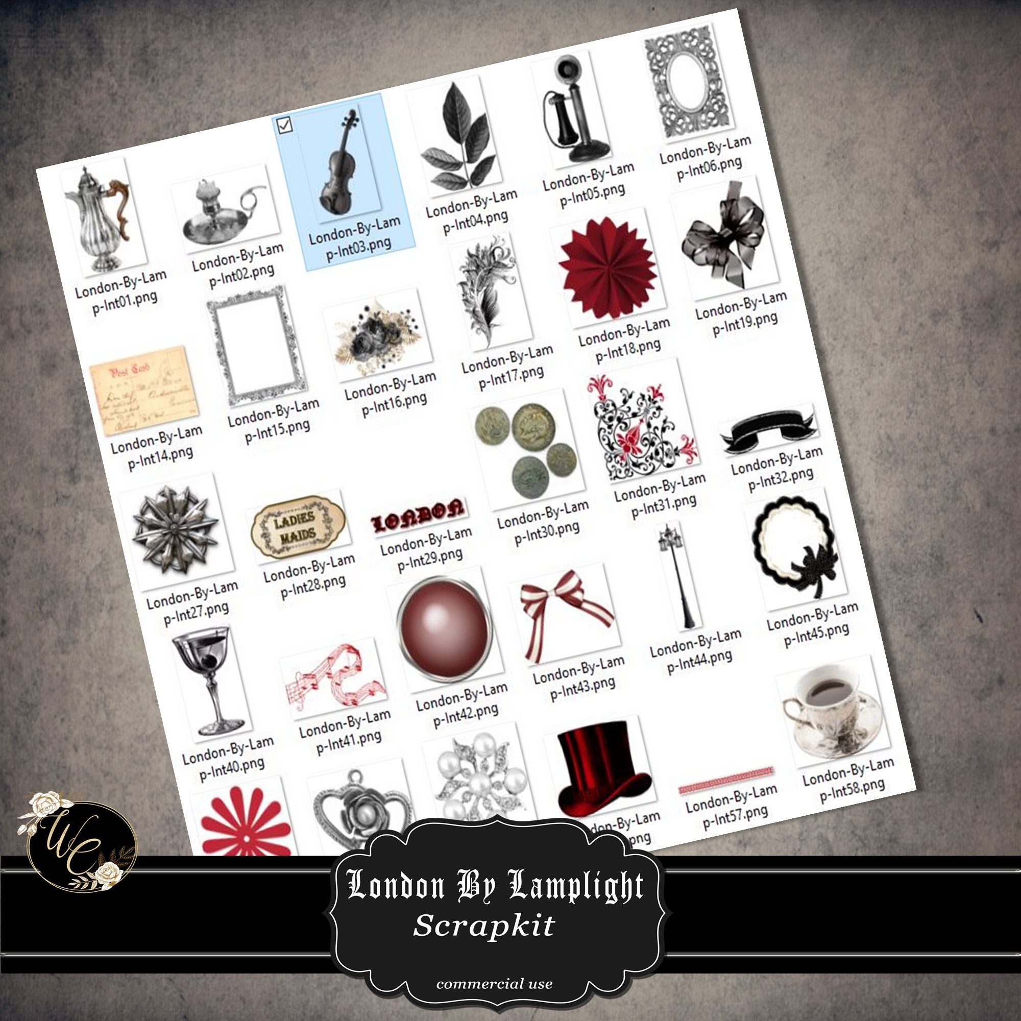 Scrapbook Kit, London by Lamplight Theme, Digital or Printable Papers ...
