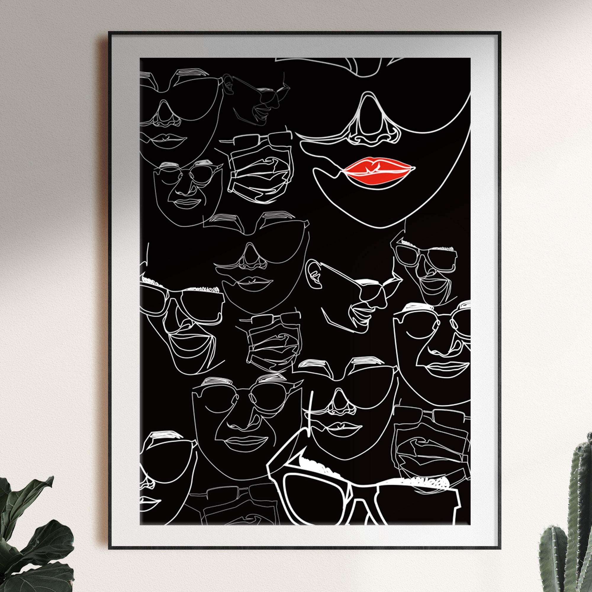 Abstract Face Poster, Line Face Art, Printable Poster, Continuous Line ...