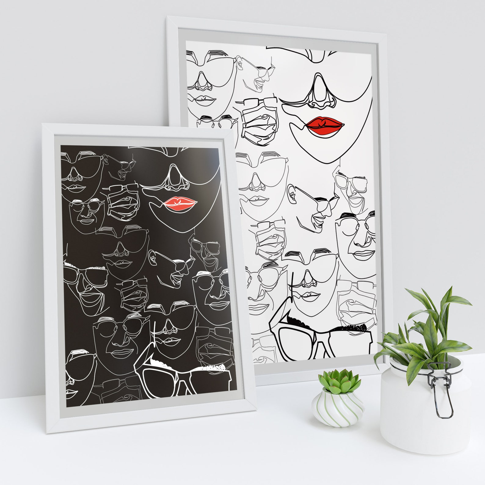 Abstract Face Poster, Line Face Art, Printable Poster, Continuous Line ...
