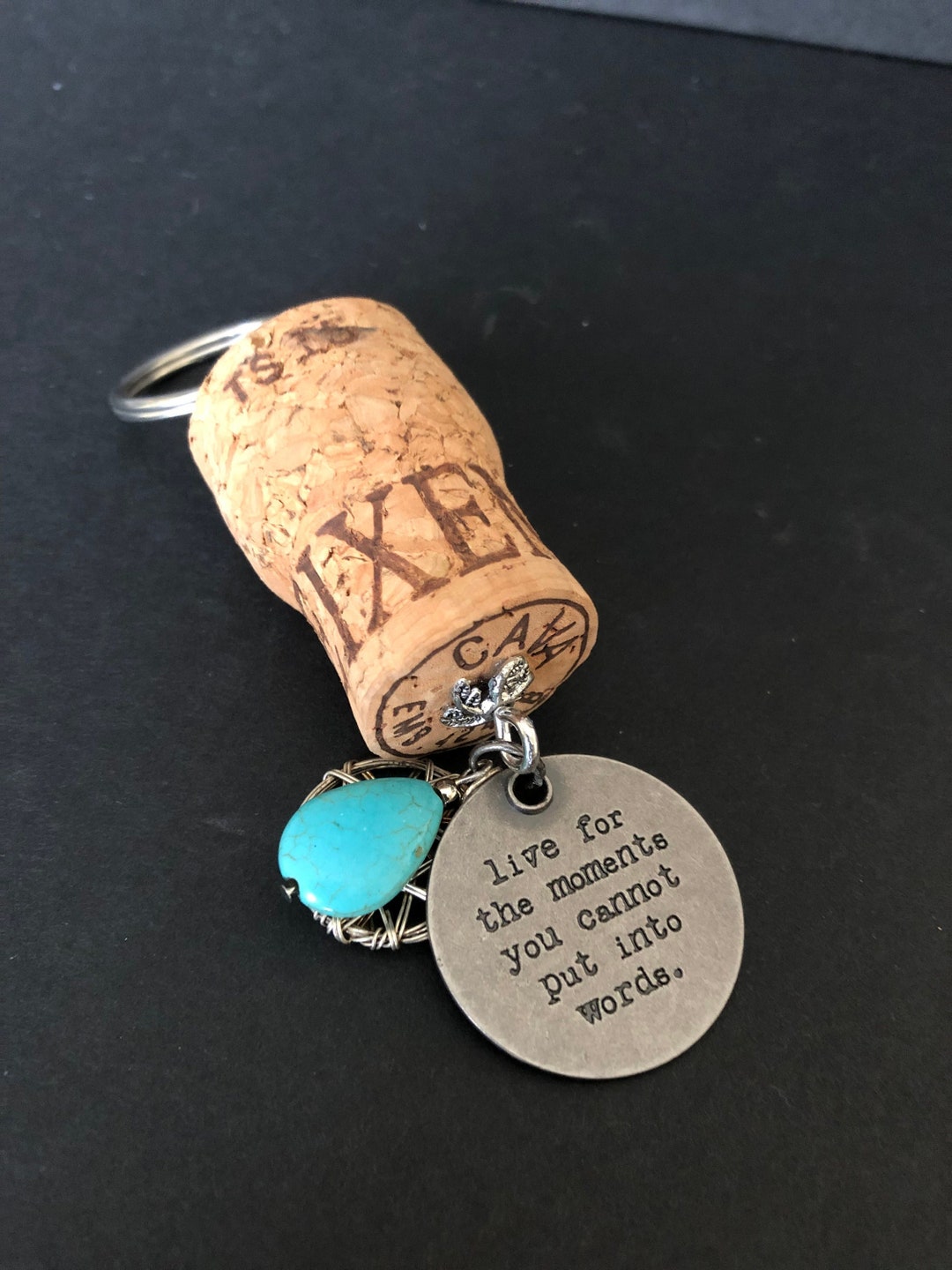Champagne Cork Inspirational Keychain - Etsy