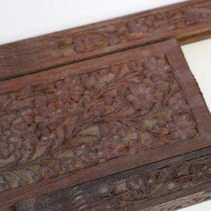 Vintage Wood Hand Carved Wooden FOLD-ABLE Floral Design Book Adjustable ...