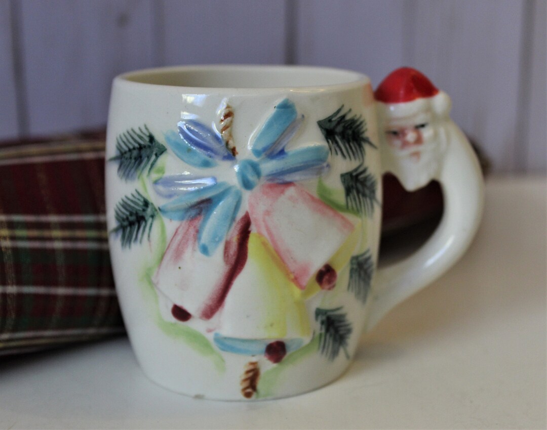 Vintage RARE Lefton Santa Handle Bells Christmas Mug Lefton Christmas ...