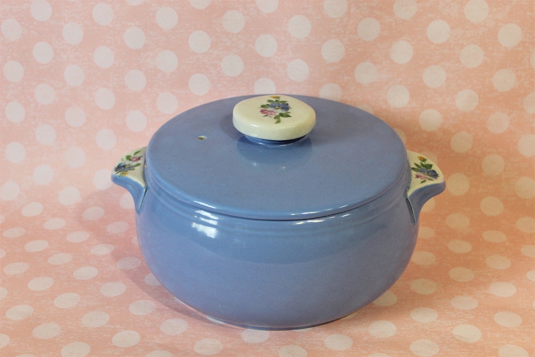 Vintage 40s Halls Superior Quality Kitchenware #1259 Blue Casserole ...
