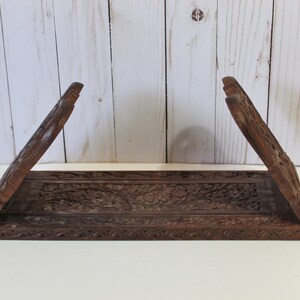 Vintage Wood Hand Carved Wooden FOLD-ABLE Floral Design Book Adjustable ...