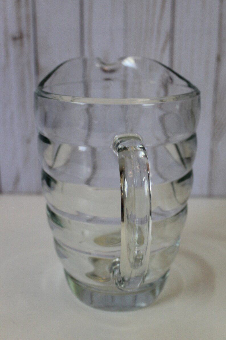 Vintage Bee Hive Flashed Glass Pitcher Heavy Pressed Ringed | Etsy