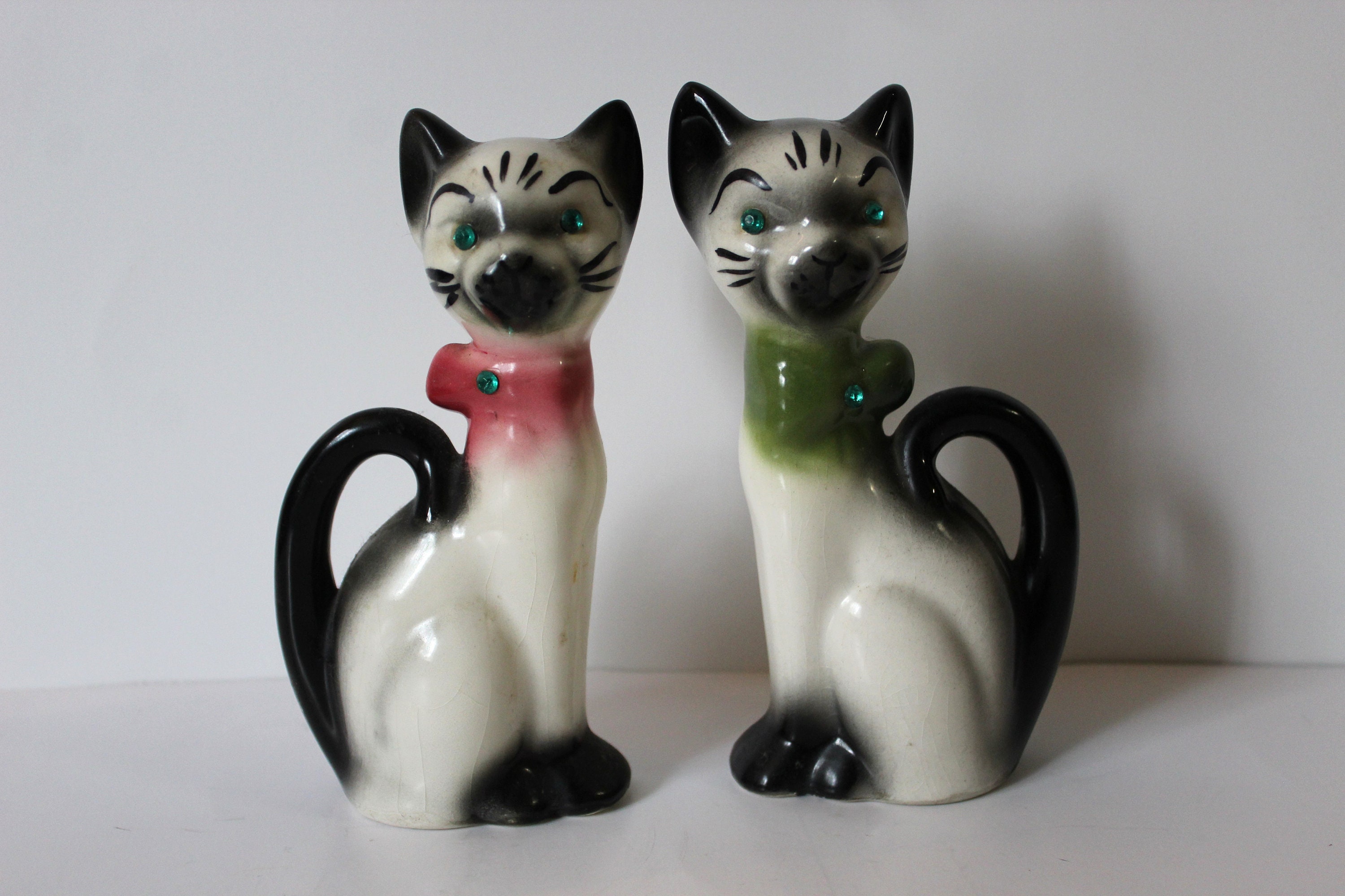 RARE Vintage Long Neck A. G. Calvert Pasadena Siamese Cat Salt Pepper ...