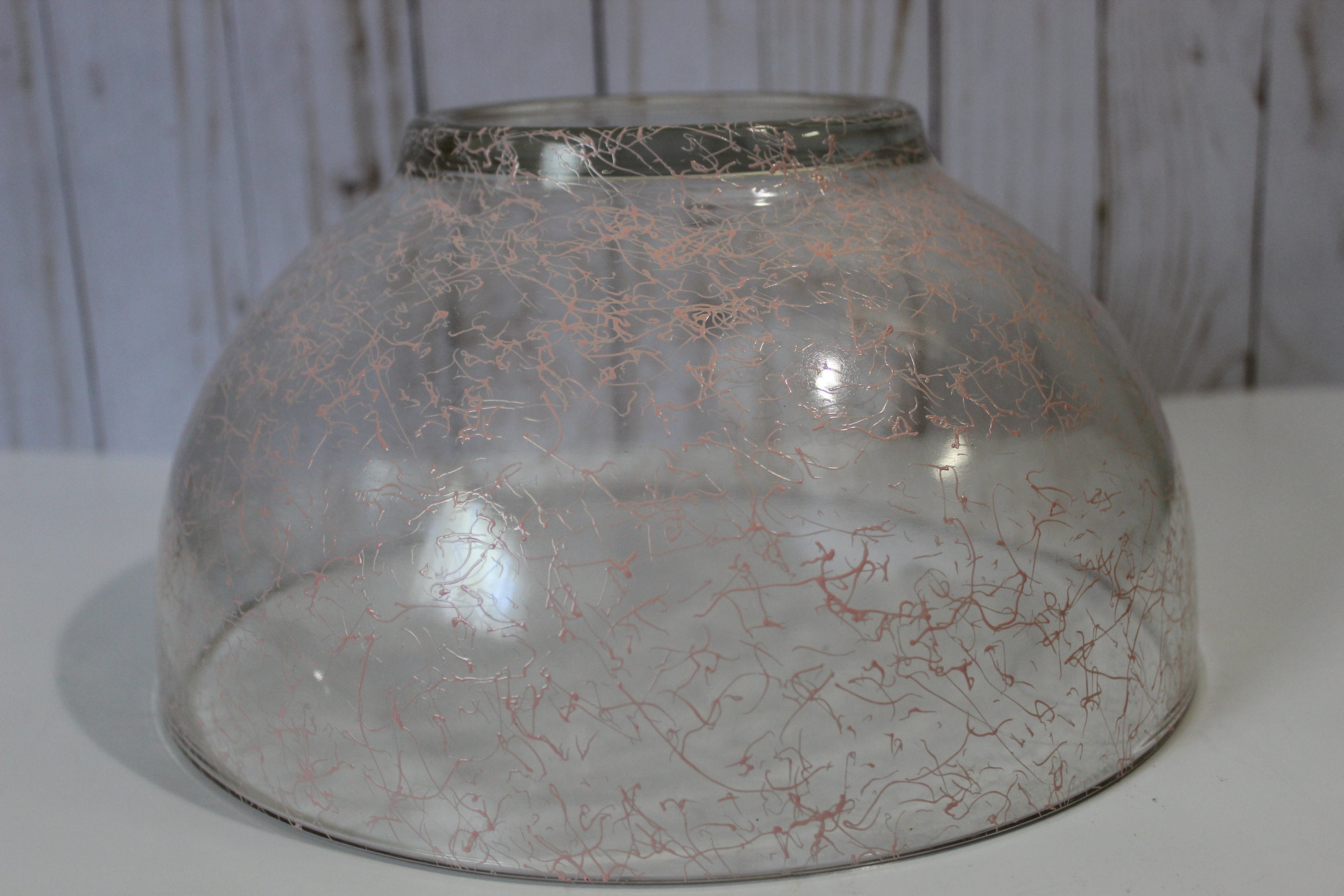 Vintage Hazel Atlas PINK Drizzle Bowl Glass MCM 50s Mixing Snack Salad ...