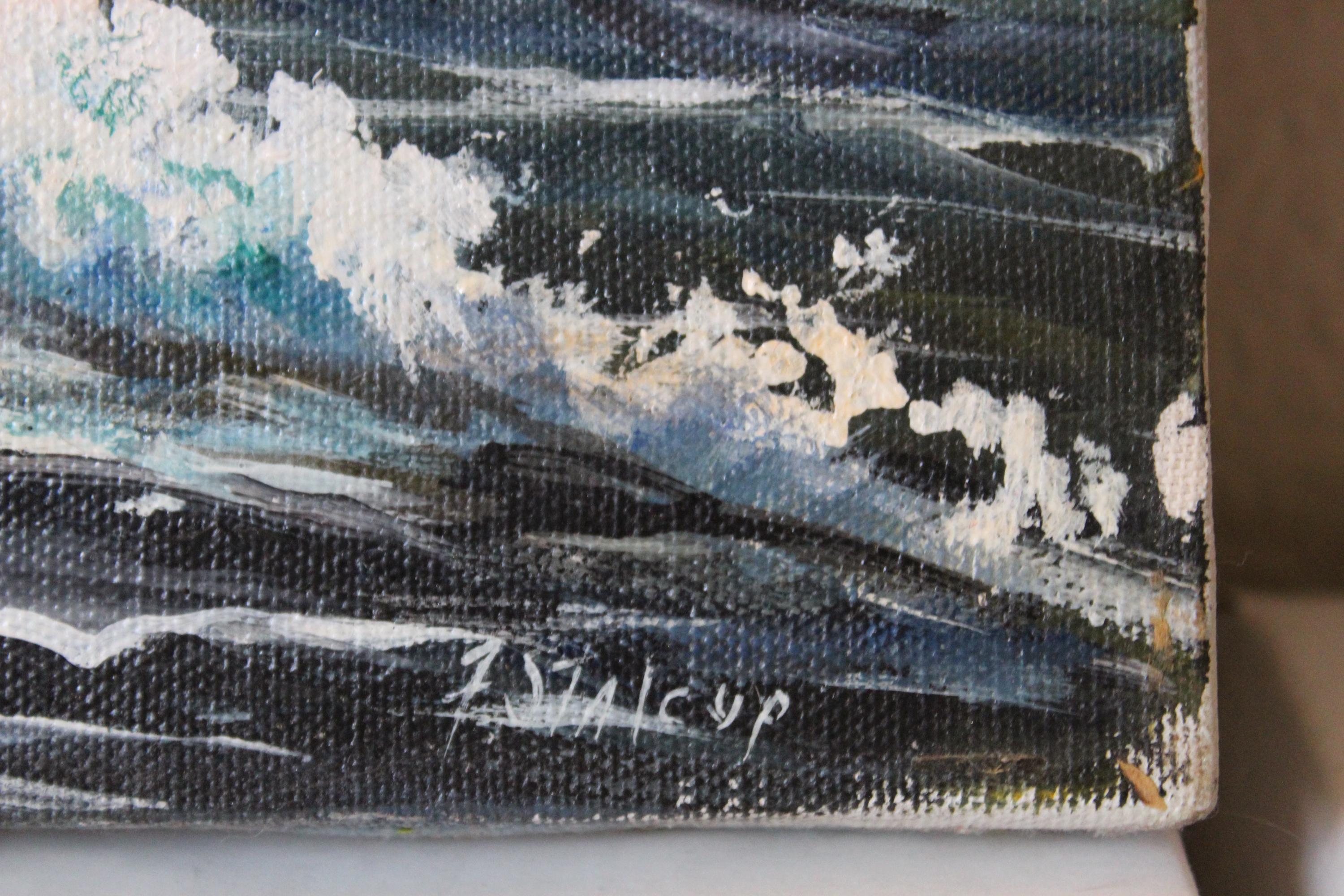 Vintage 60s Ocean Waves California Coast Landscape Acrylic Painting Oil ...