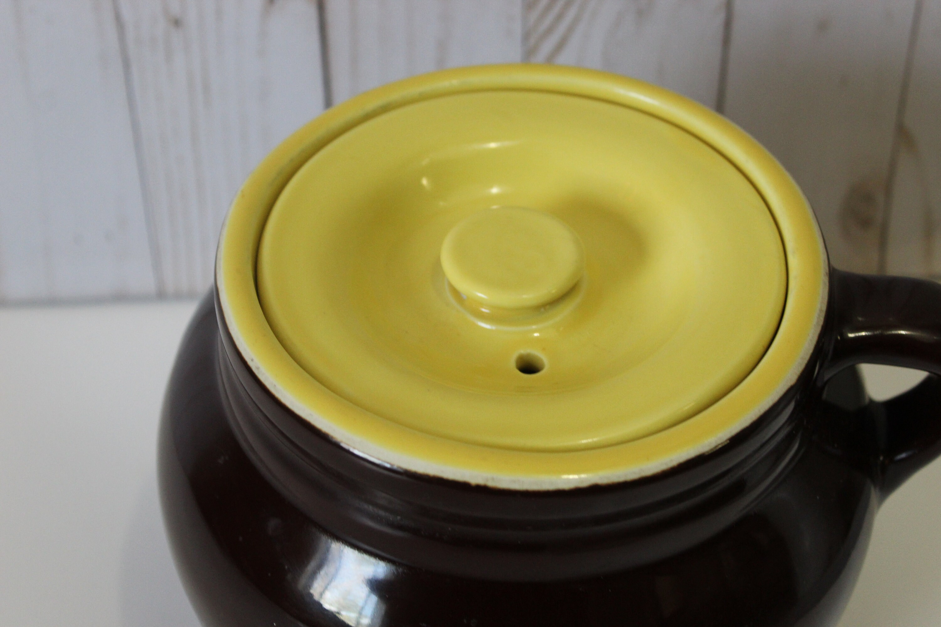 Vintage 1940s Rare Color Brown Yellow Hall Pottery Stoneware - Etsy