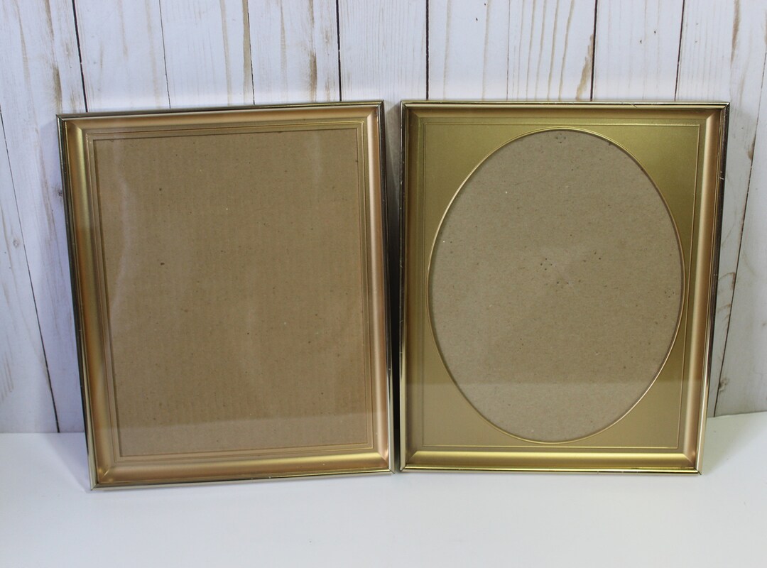 Vintage 60s Set of Two (2) Deep Brushed Gold Metal 8 X 10 Picture Photo ...