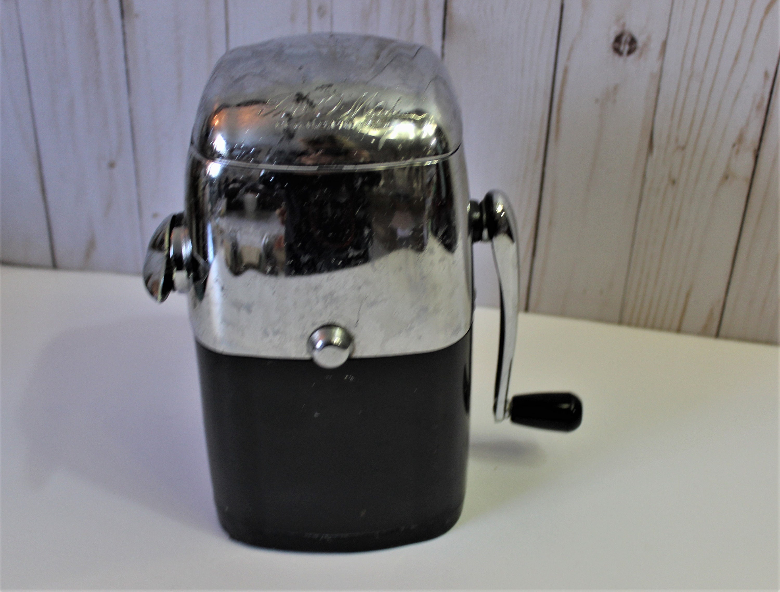 Vintage Mid Century Ice O Mat Chrome Black Ice Manual Crusher MCM 1950s ...