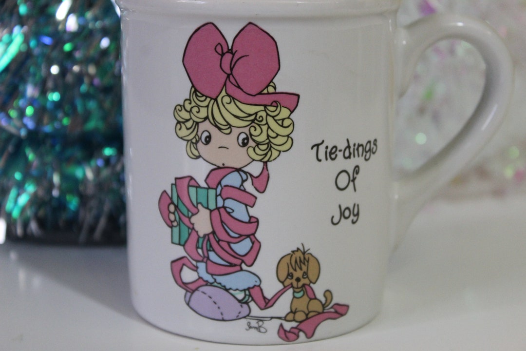 Vintage Christmas Tie Dings of Joy Precious Moments Girl and Puppy ...