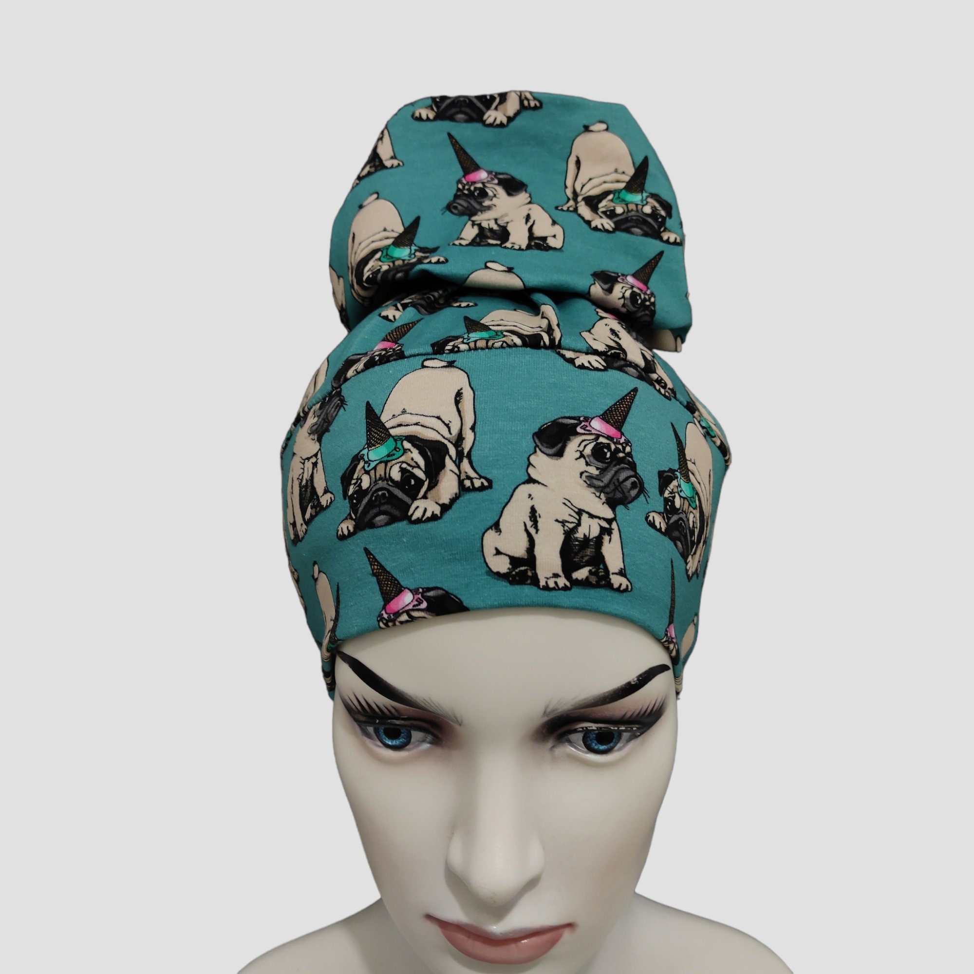 Pug Dog Scrub Caps High Bun Ponytail Long Hair Nurse Cap - Etsy