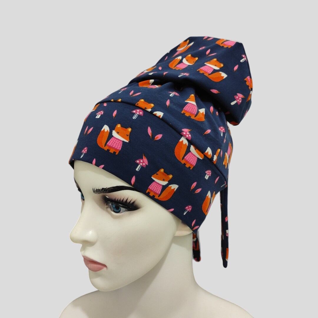 Scrub Cap, Fox Scrub Ponytail, Long Hair Nurse Cap, Bouffant, Stretchy ...