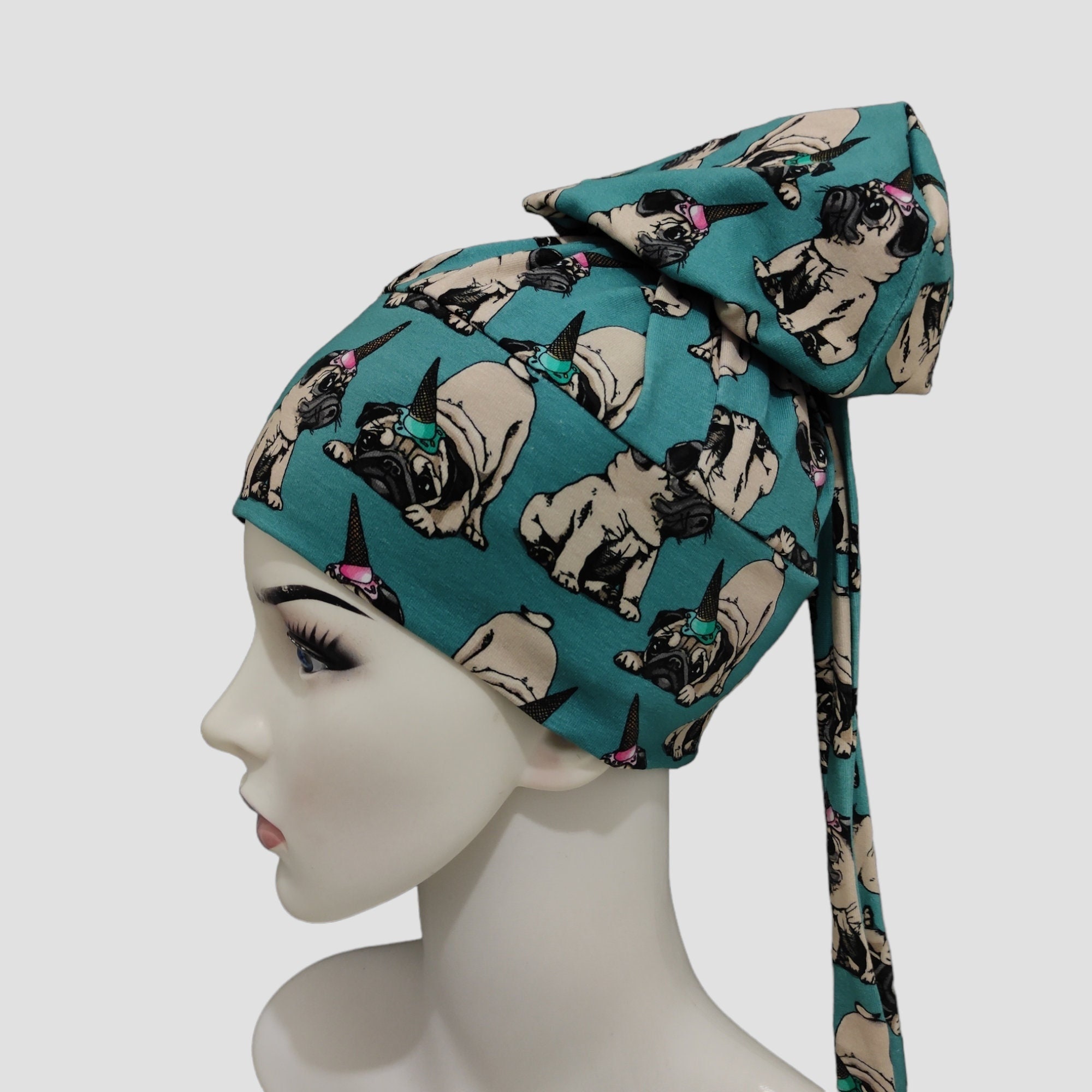 Pug Dog Scrub Caps High Bun Ponytail Long Hair Nurse Cap - Etsy