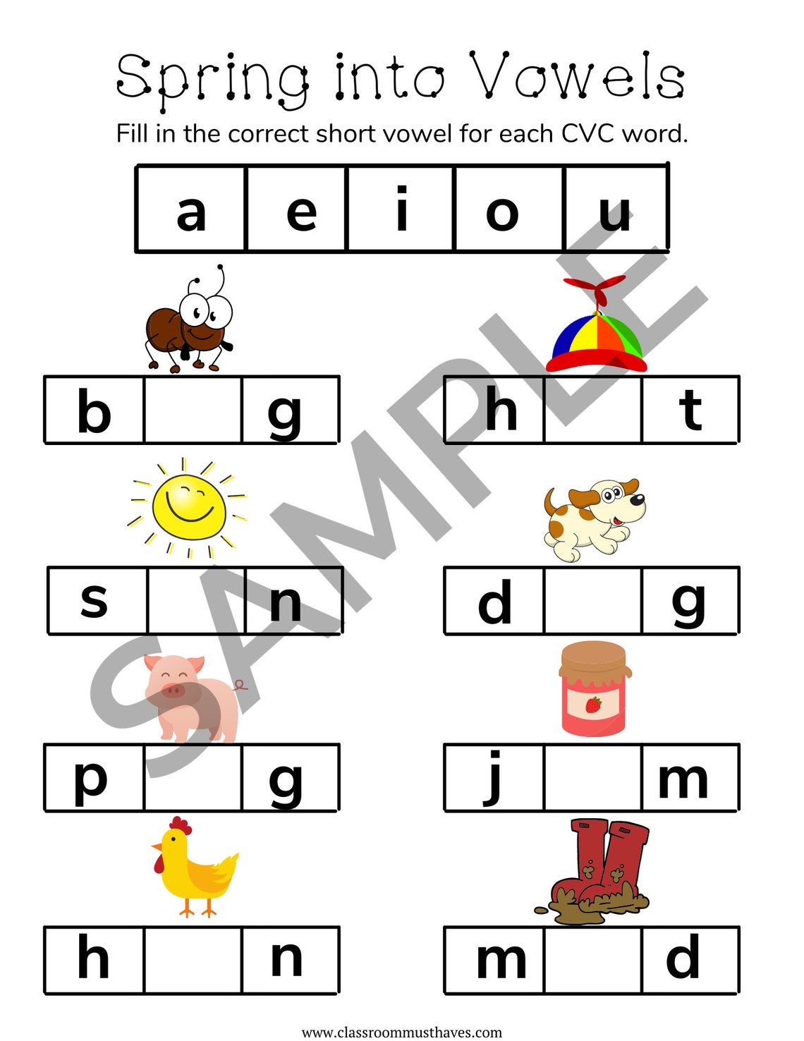 Spring Kindergarten Bundle Pdf-graphing Worksheet- CVC Worksheet ...